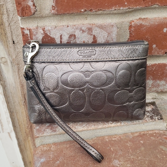 Coach | Bags | Coach Womens Monogram Wristlet Designer Leather | Poshmark